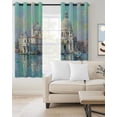 Blue Grey Building Blackout Curtains for Bedroom/Living Room, Thermal ...