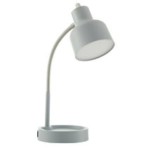 Mainstays LED Desk Lamp with Catch-All Base & AC Outlet, Matte Gray ...