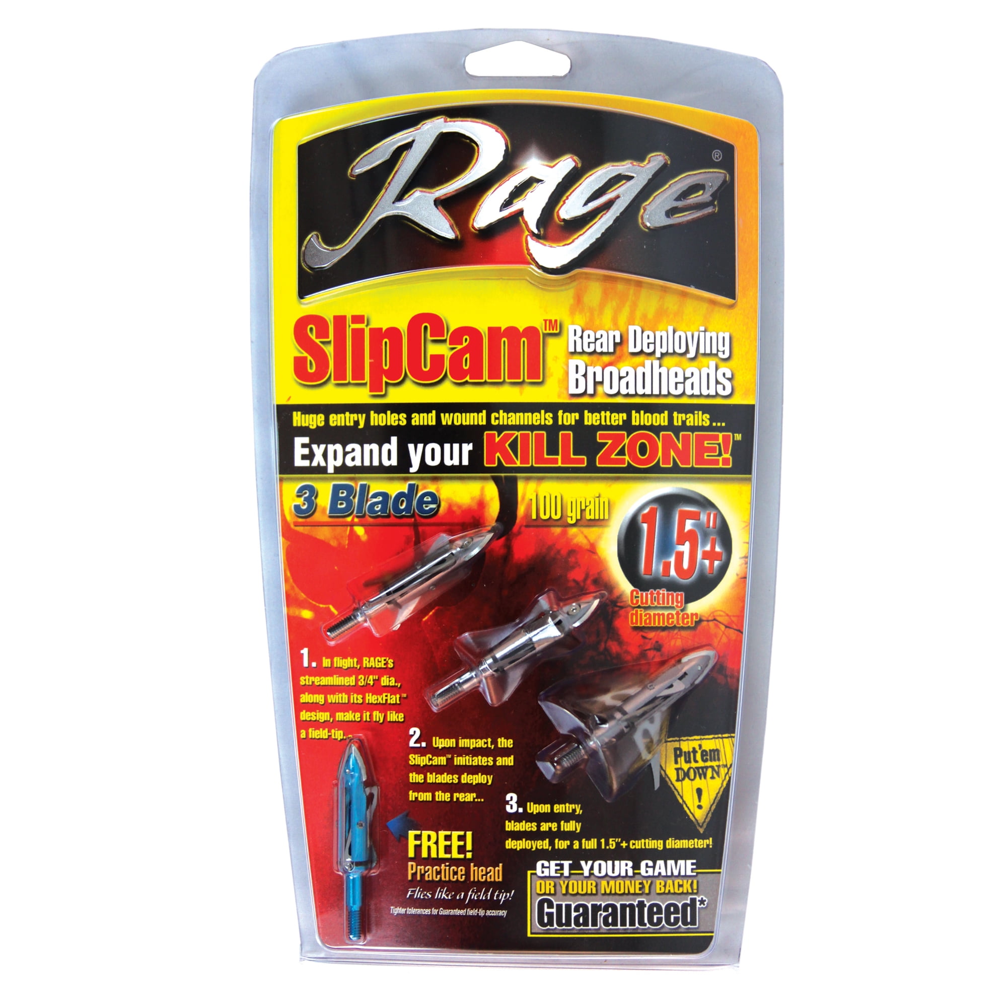 Rage Broadheads Rage 3 Blade Broadhead - Walmart.com