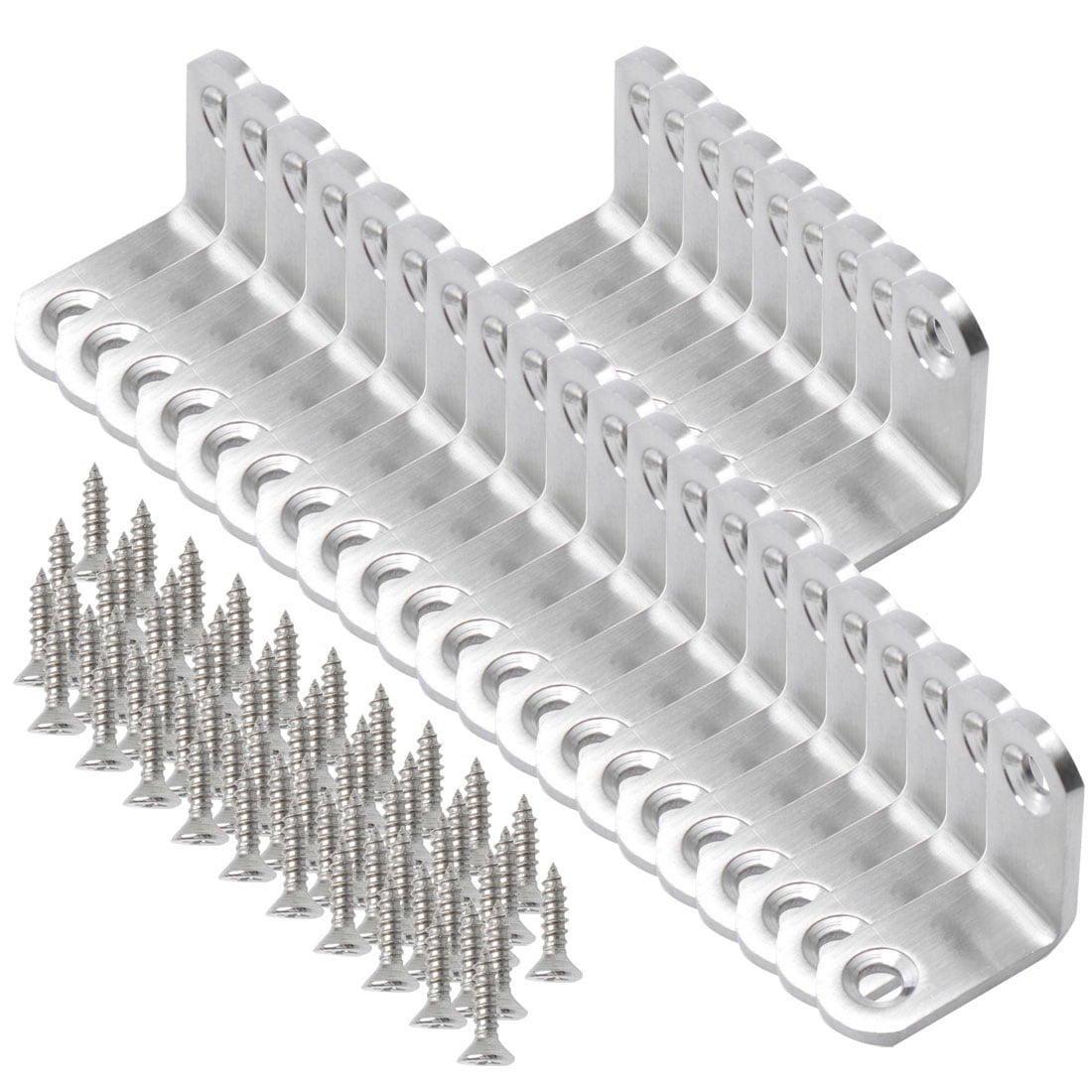 Uxcell 30 Piece 30 x 30mm Stainless Steel L Shaped Angle Brackets with ...