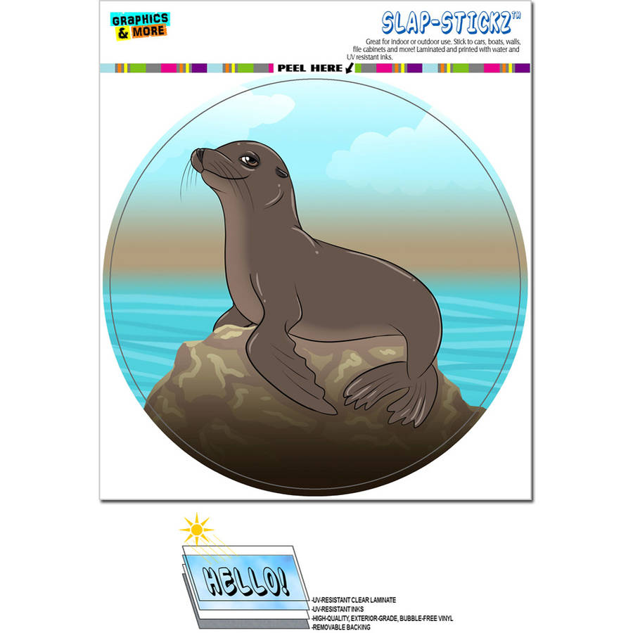 Sea Lion on Rock Seal Circle Automotive Car Window Locker Bumper ...
