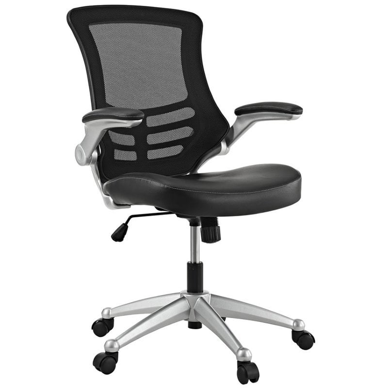 Hawthorne Collection Faux Leather Mesh Office Chair in Black - Walmart ...