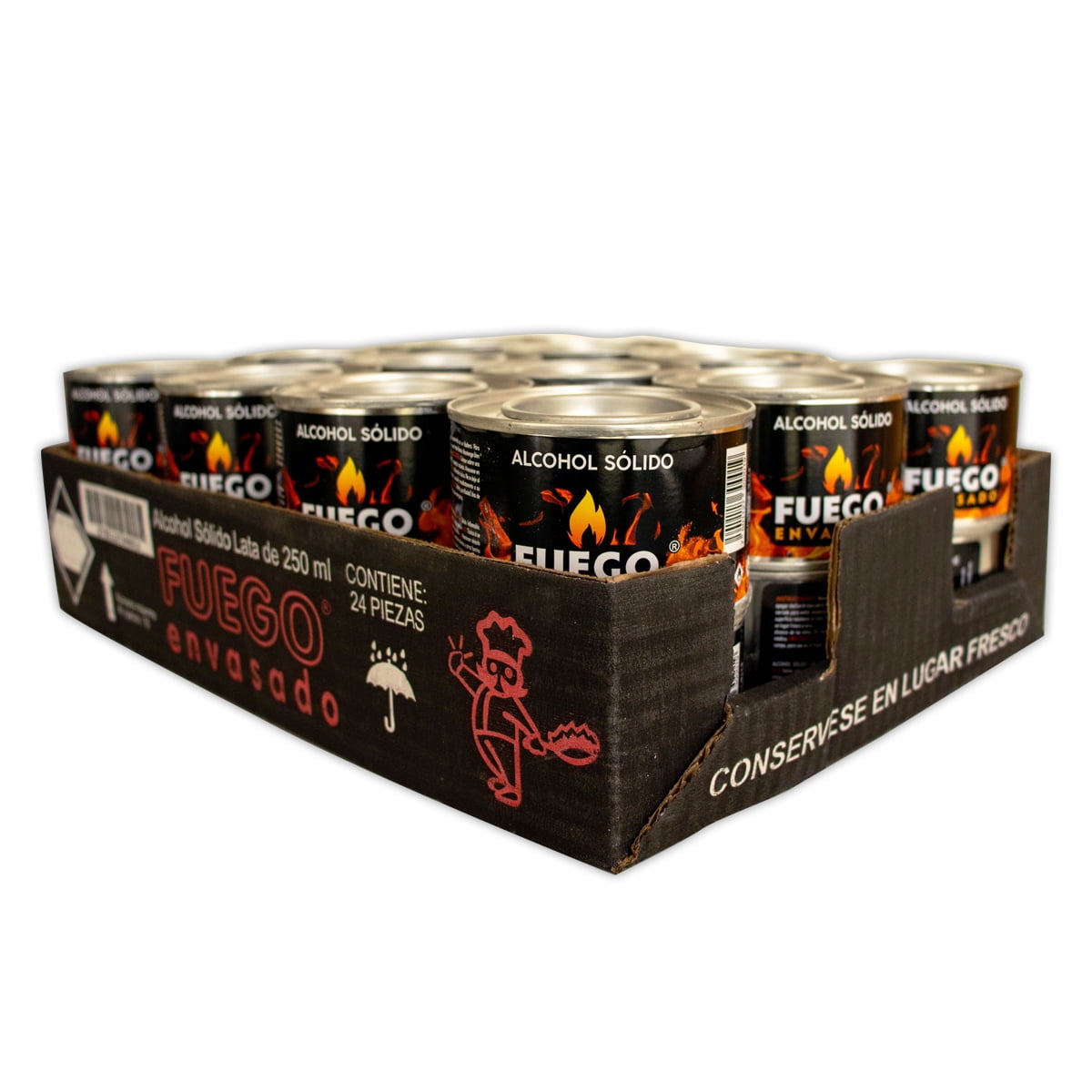 Alcohol Sólido Enlatado Fuego Envasado - 24 Piezas De 200g | Bodega ...
