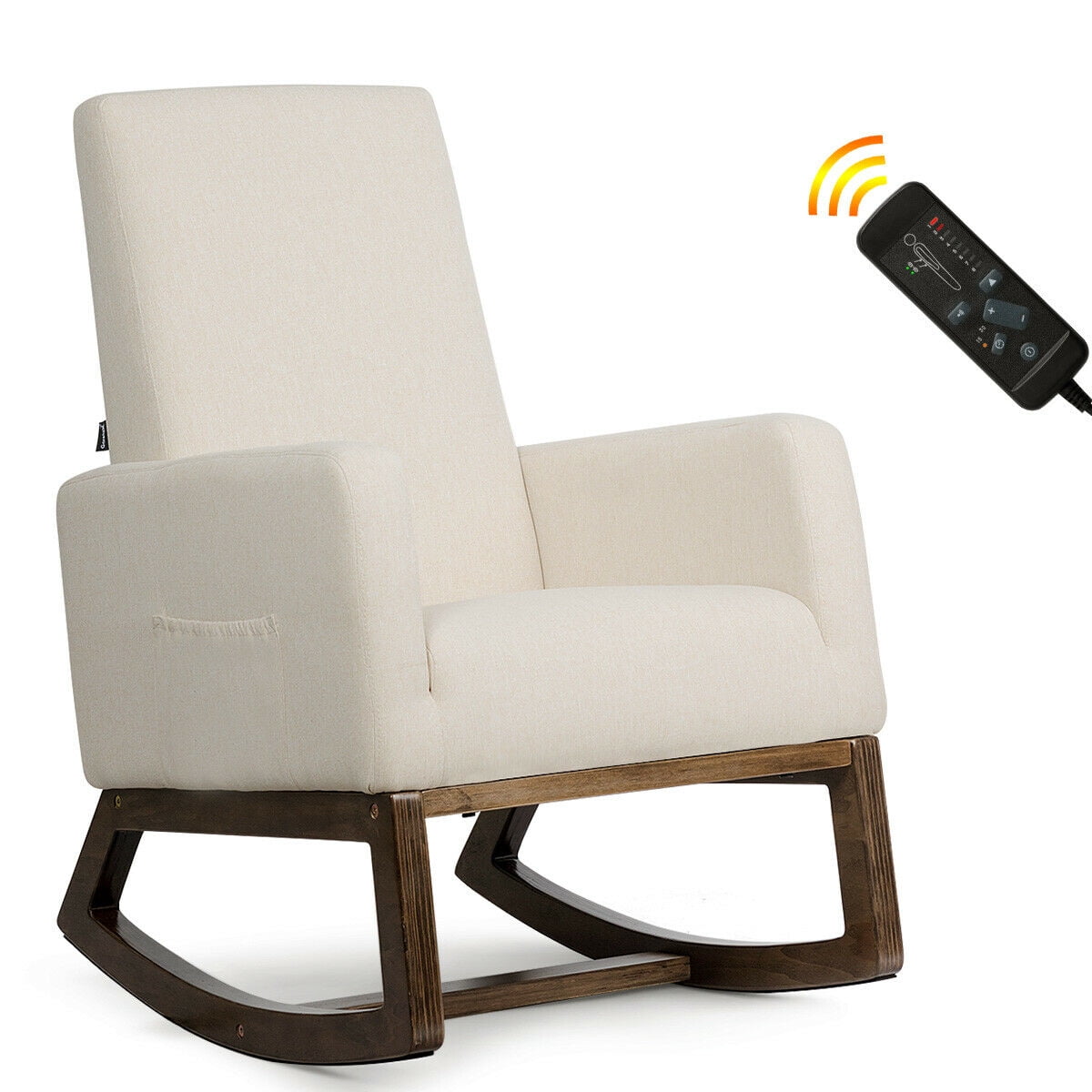 Costway Mid Century Retro Fabric Upholstered Massage Rocking Chair ...