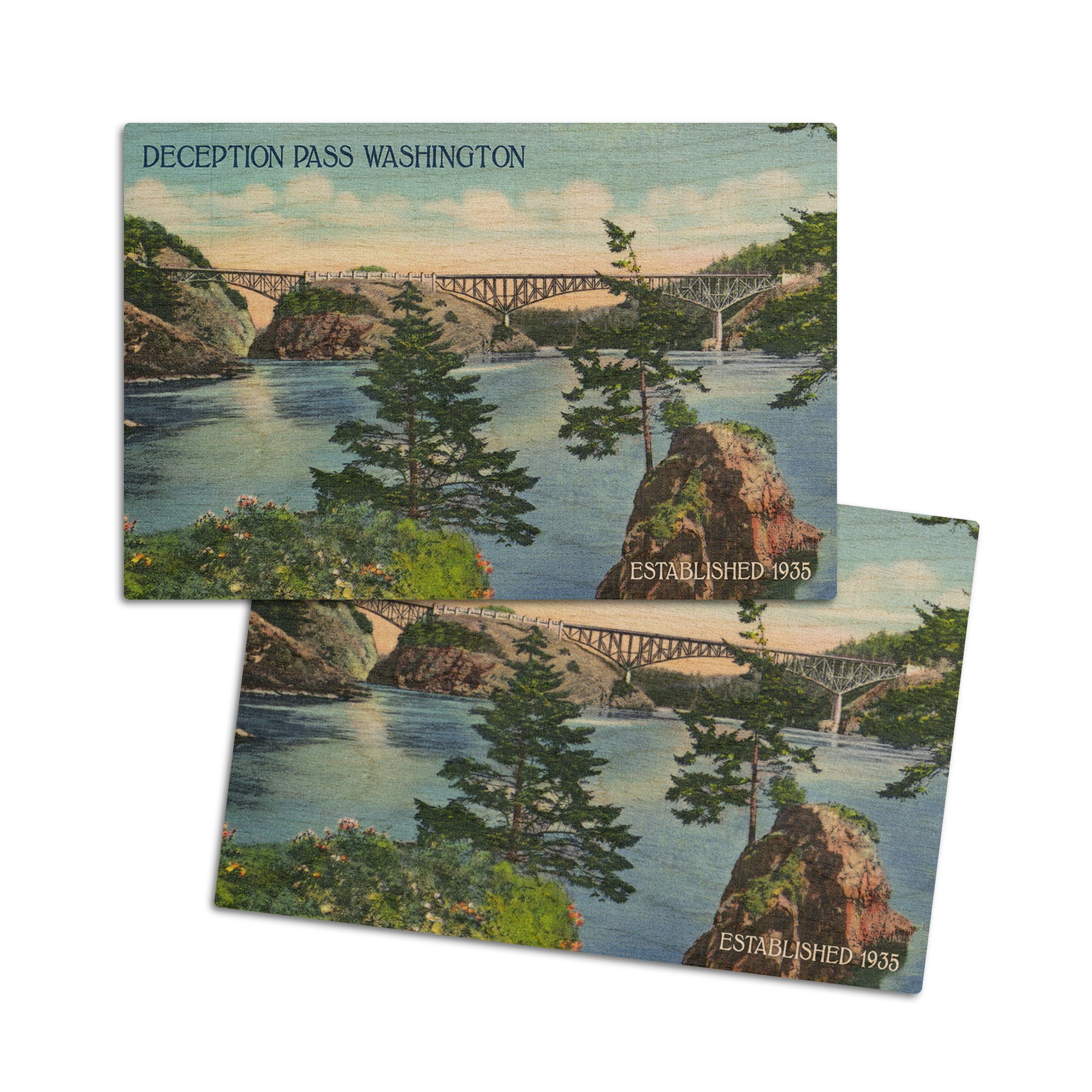 Whidbey Island, Washington, View of Deception Pass Bridge from the Side ...