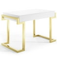 Computer Work Desk Entry Table, Wood, Metal Steel, Gold White, Modern ...
