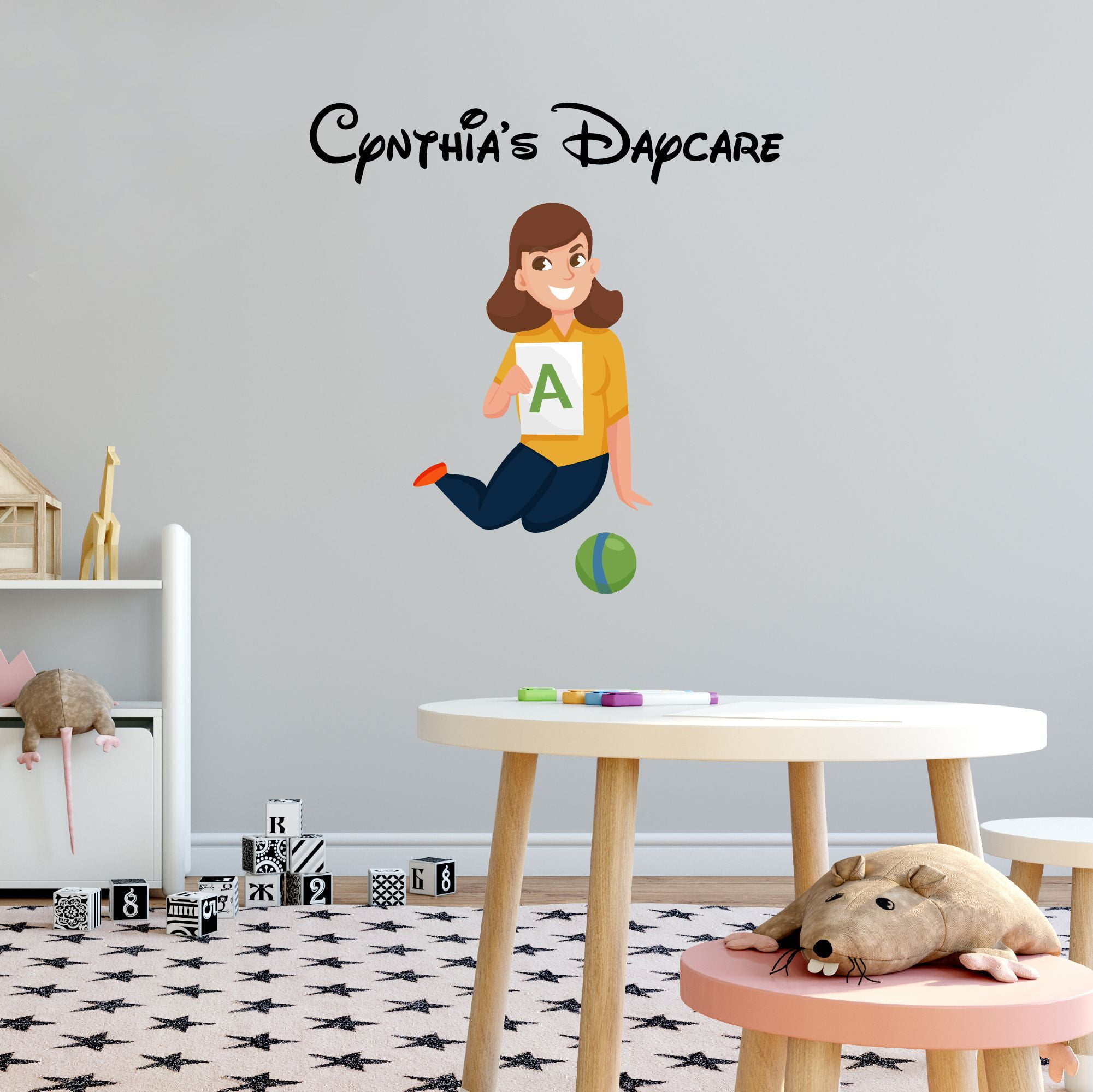 Personalized Name Day Care Wall Decal Happy Teacher Teaching Kids ...