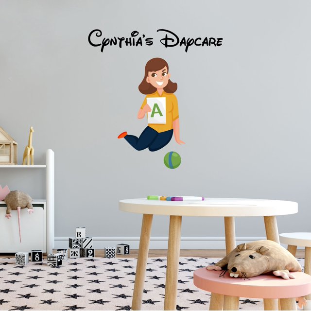 Personalized Name Day Care Wall Decal Happy Teacher Teaching Kids ...