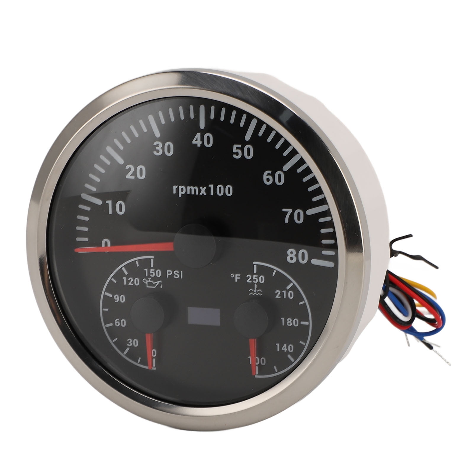 110mm Tachometer Fuel Level Water Temperature Gauge, 8000rpm Speedometer with 7 Color Backlight ...