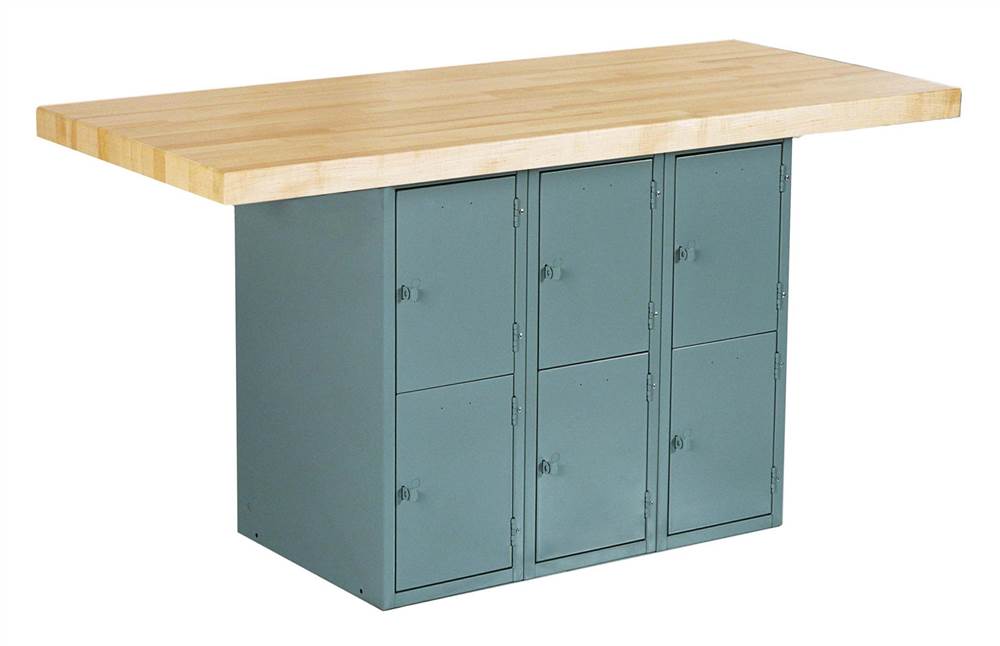 2-Station Workbench in Gray w 6 Lockers (w/o Vise) - Walmart.com