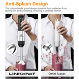 LINKChef Hand Blender, 7-in-1, 20-Speed, 800W, Stainless Steel Blades ...
