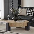 33" Round Coffee Table with Hidden Storage, Natural Wood Veneer Top ...