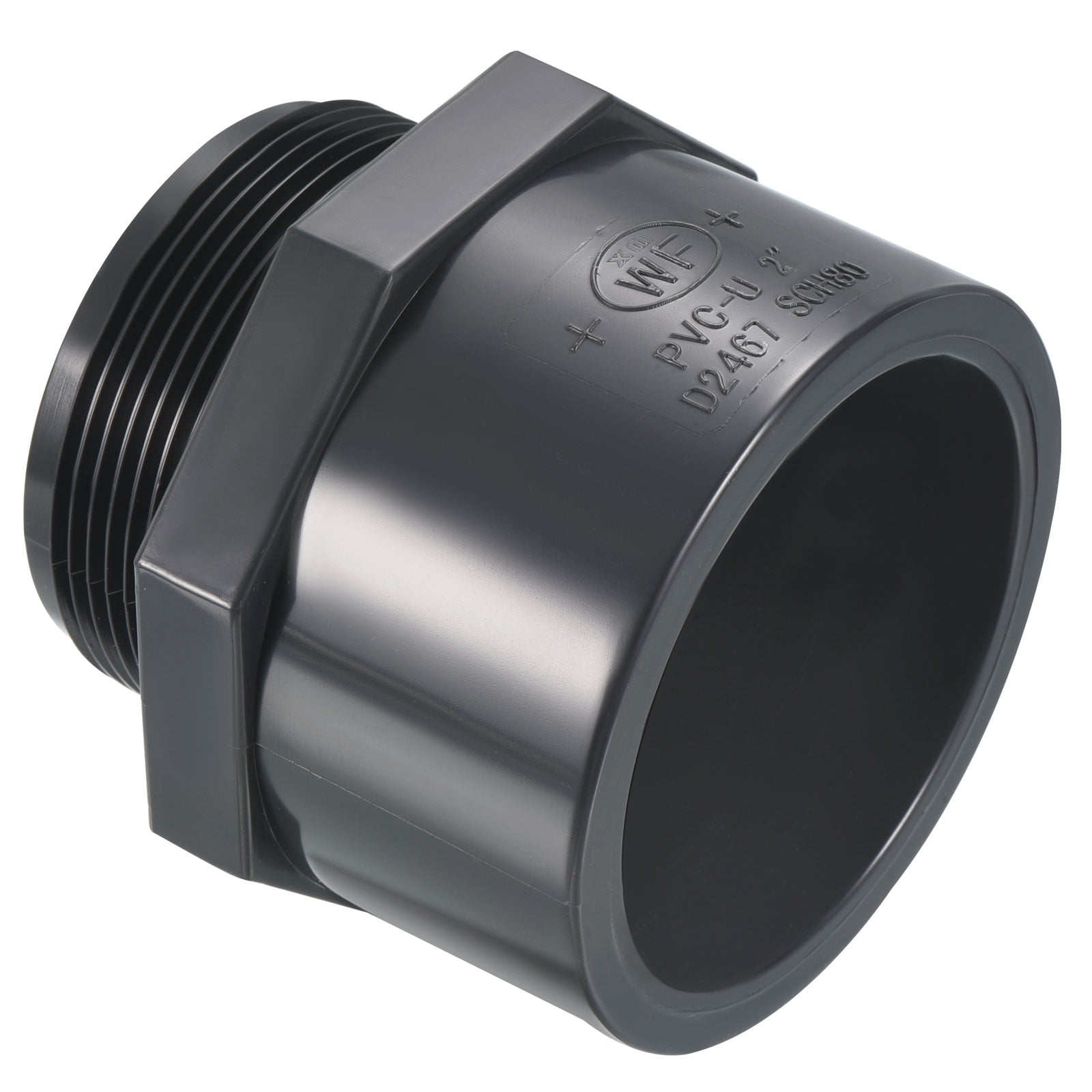 PVC Pipe Fitting 2NPT Male Thread 2" Socket Straight Connector, Gray ...