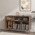 Record Player Stand with Power Outlet, Mid-Century Record Player Table ...