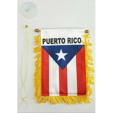 Puerto Rico Black & White Window Hanging Flag - Rear view Mirror ...