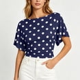 CBASIHI Womens Polka Dot T Shirts- Boat Neck Rushed Tie Back Short ...