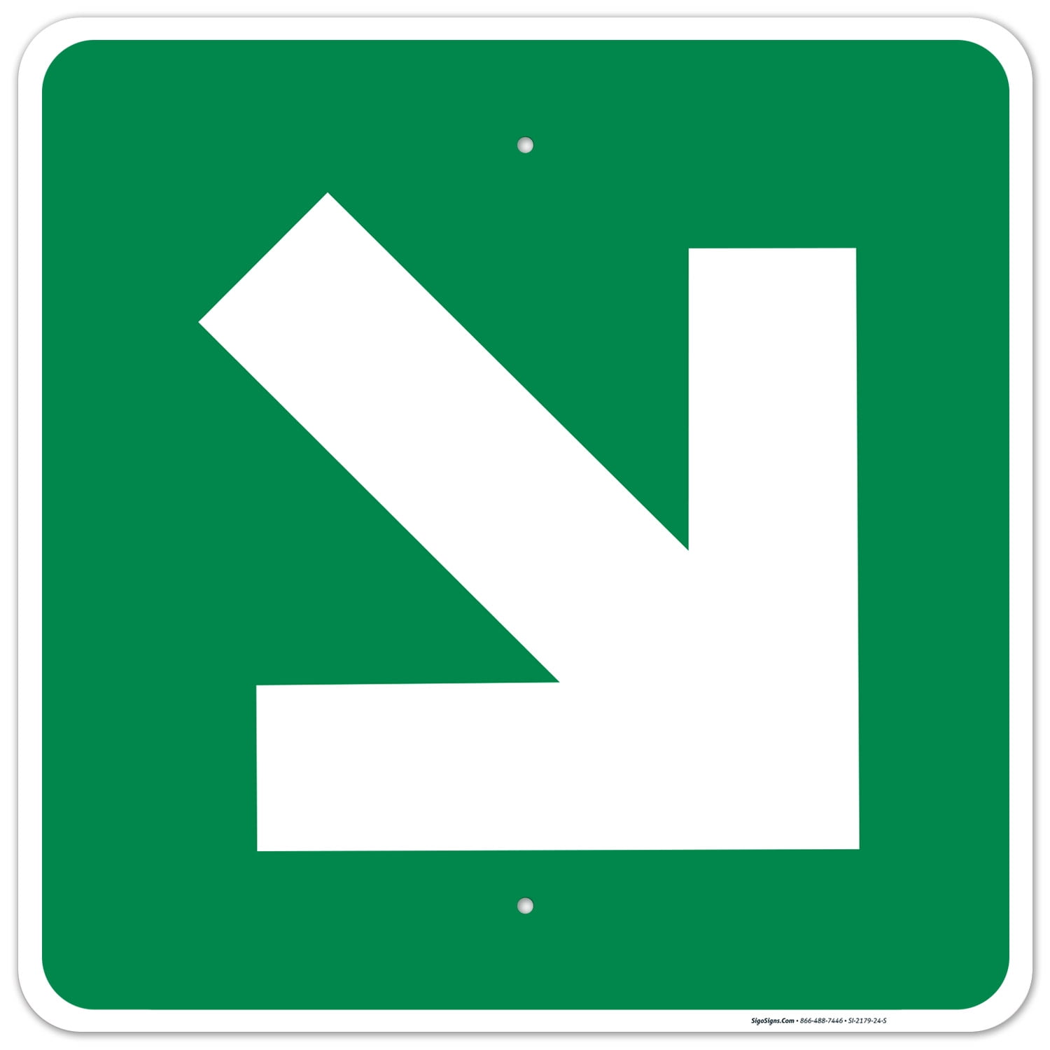 Diagonal Directional Arrow Sign - Green, 24x24 Aluminum - Walmart.com
