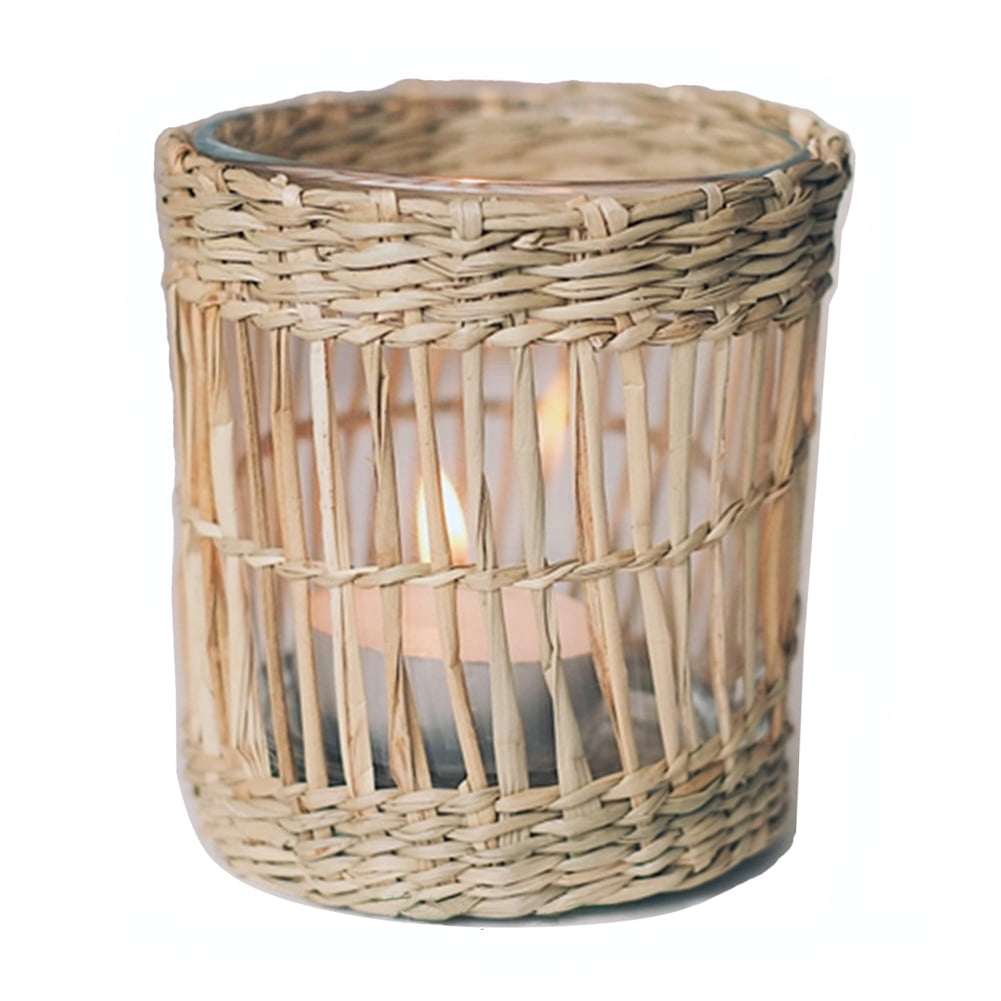 Natural Wicker Woven Tea Light Candle Holder, Hand Woven Votive ...
