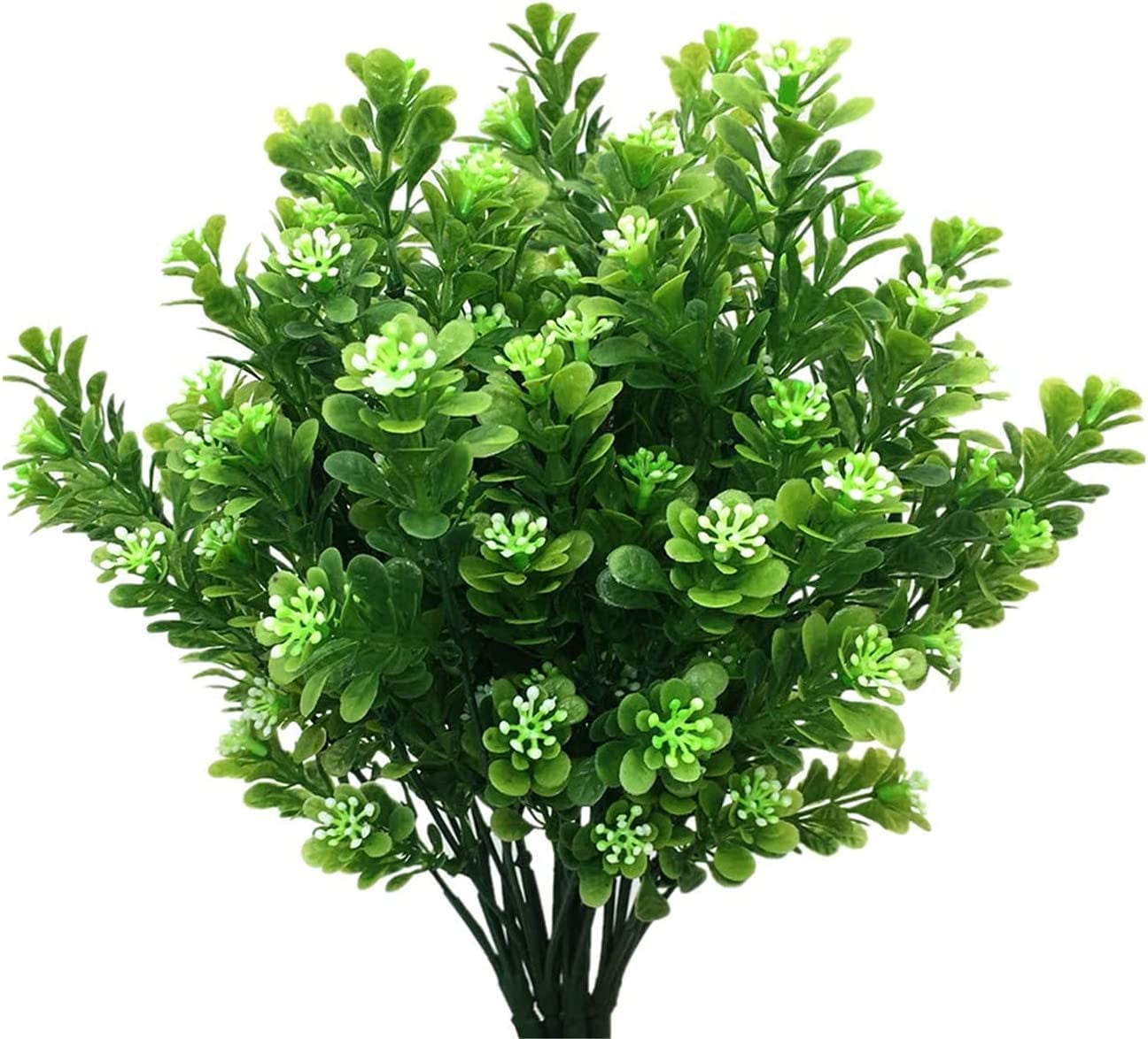 4 Pack Artificial Plant Shrubs, Fake Bean Shrub Bushes Grass Greenery ...