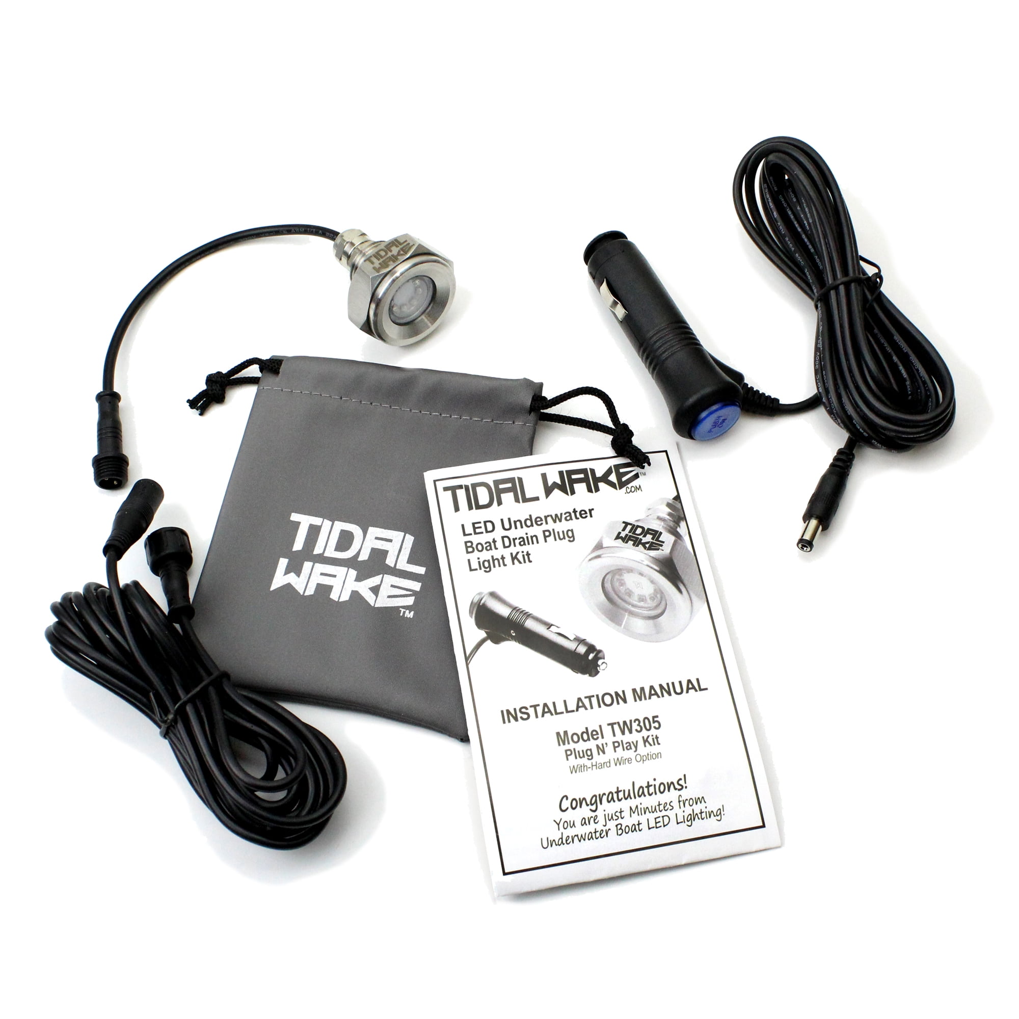 Tidal Wake IP68 Underwater 1/2inch Standard Boat Drain Plug LED Light ...