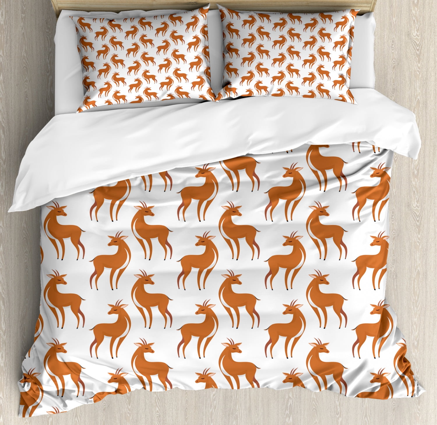 Antelope Duvet Cover Set King Size, Repetitive Animal Silhouettes in ...