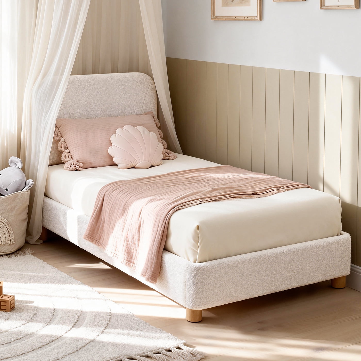 Click here for Berry Nest Cloud Bed Frame  Soft Boucle Bed Frame... prices