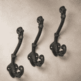 Black Cast Iron Wall Mounted Coat Hooks Set of 3 for Coats Bags Towels ...