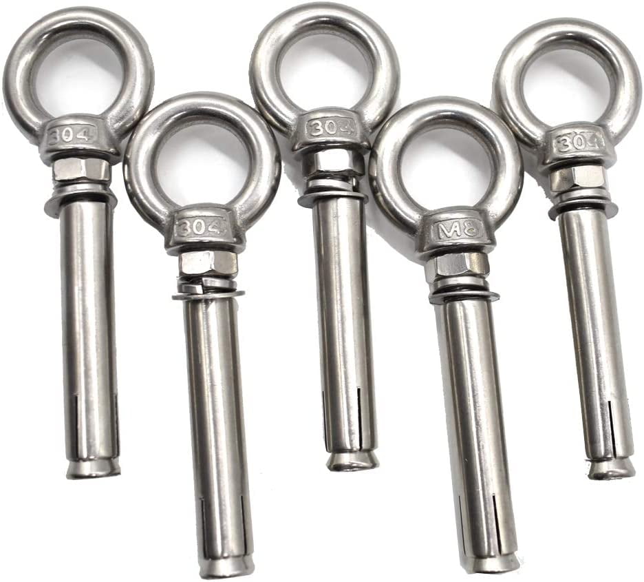 Paquete de 5 tornillos de expansión M8* 80 mm con anclaje de anillo de ojo Sujetador de perno de ...