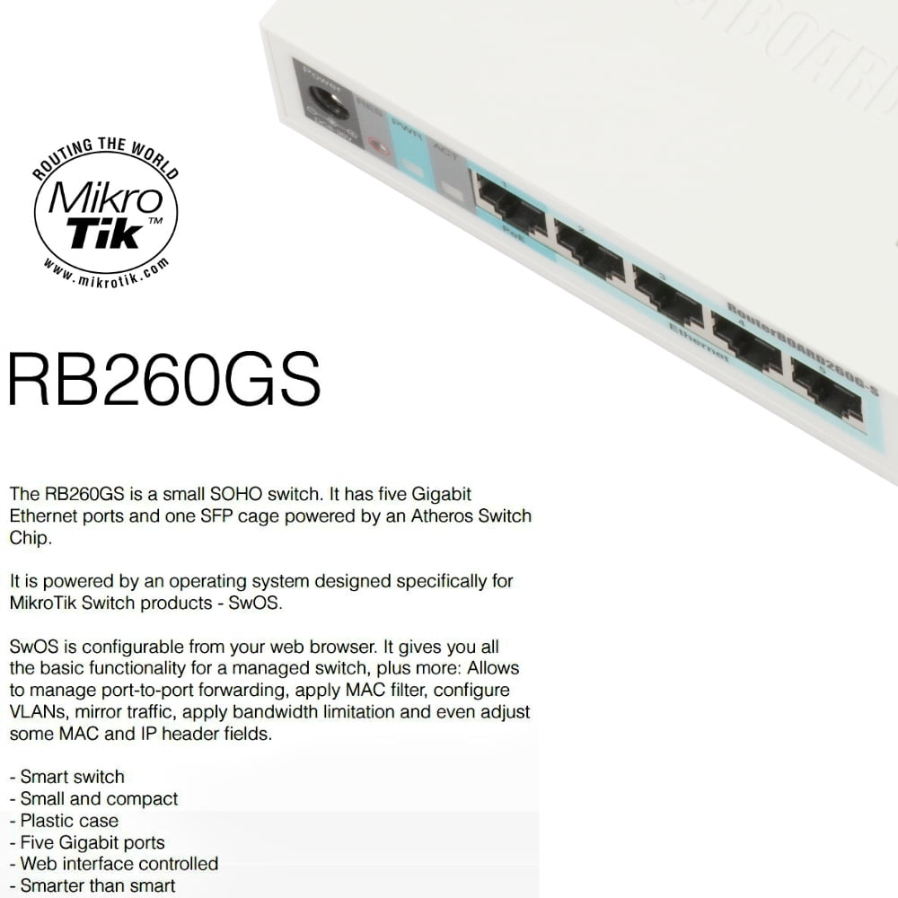 Mikrotik Routerboard 260g S Rb260gs Rb 260gs 5 Port Smart Gigabit Switch Swos