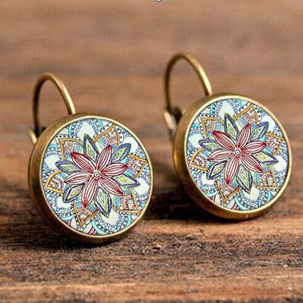 Click here for Ryrdwp Round Elegant Stud Ear Vintage Women Flower... prices