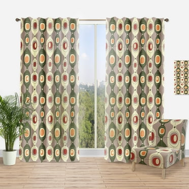 Designart 'Abstract Retro Design X' Mid-Century Modern Curtain Panel ...