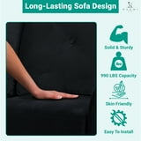 Raelynn Button Tufted Classic Black Microfiber Sofa by Home Imports ...