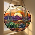 Colorful Desert Sunset Stained Glass Suncatcher – Cactus and Succulent ...
