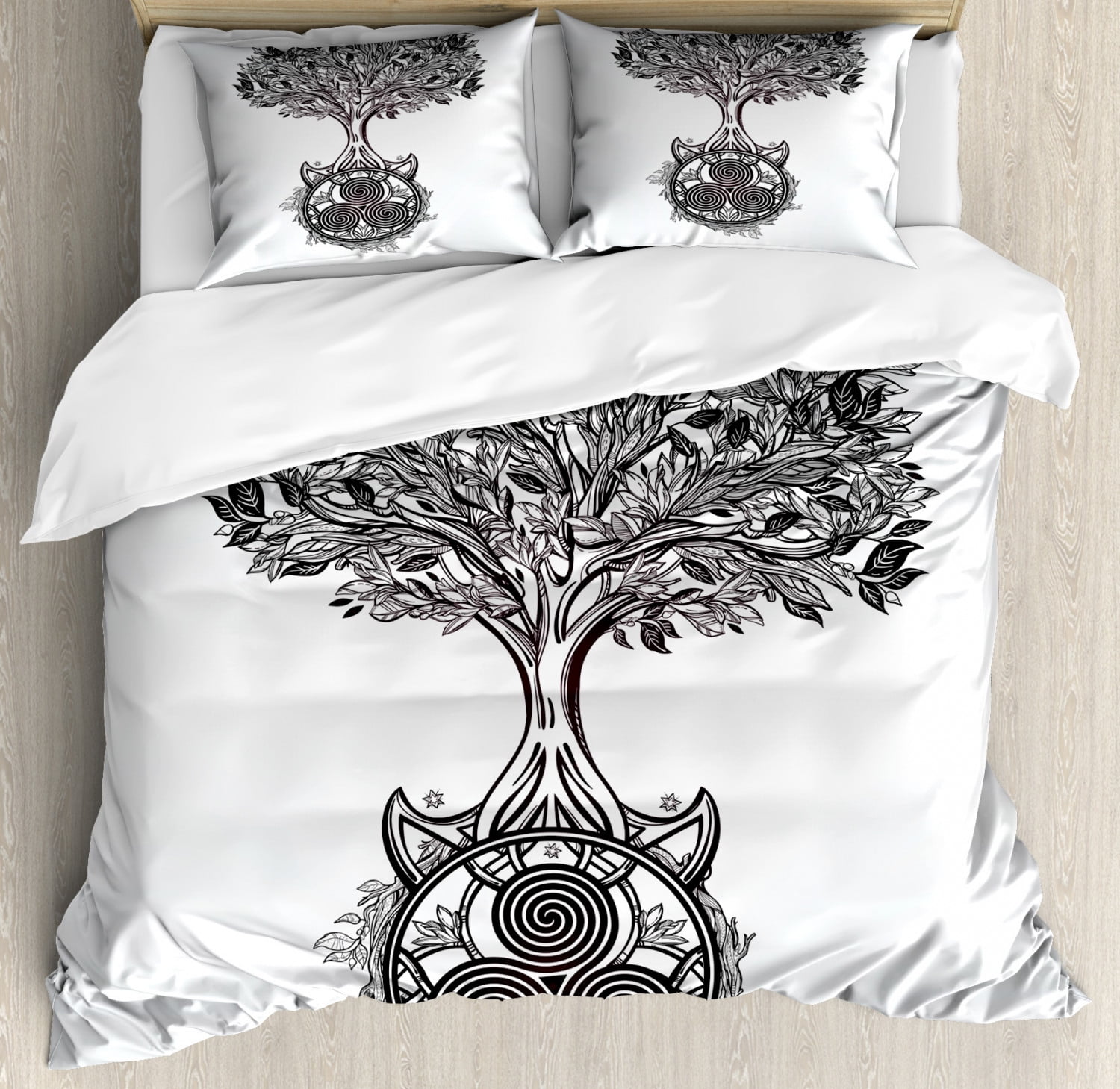 Celtic Queen Size Duvet Cover Set, Hand-Drawn Tree of Life and ...