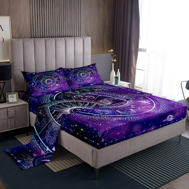 YST Starry Sky Sheet Set, Sun And Moon Sheets Queen For Kids Girls Boys ...
