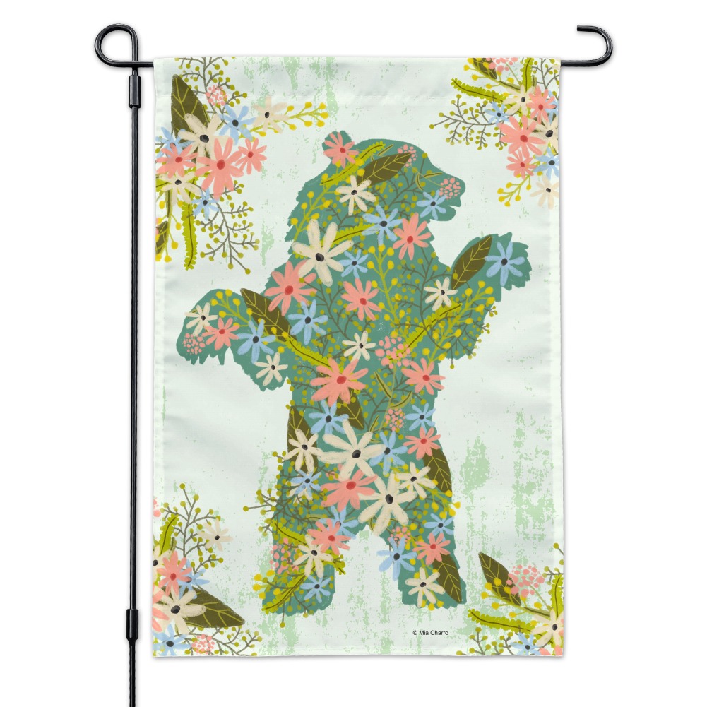 Flowery Floral Bear Silhouette Garden Yard Flag - Walmart.com