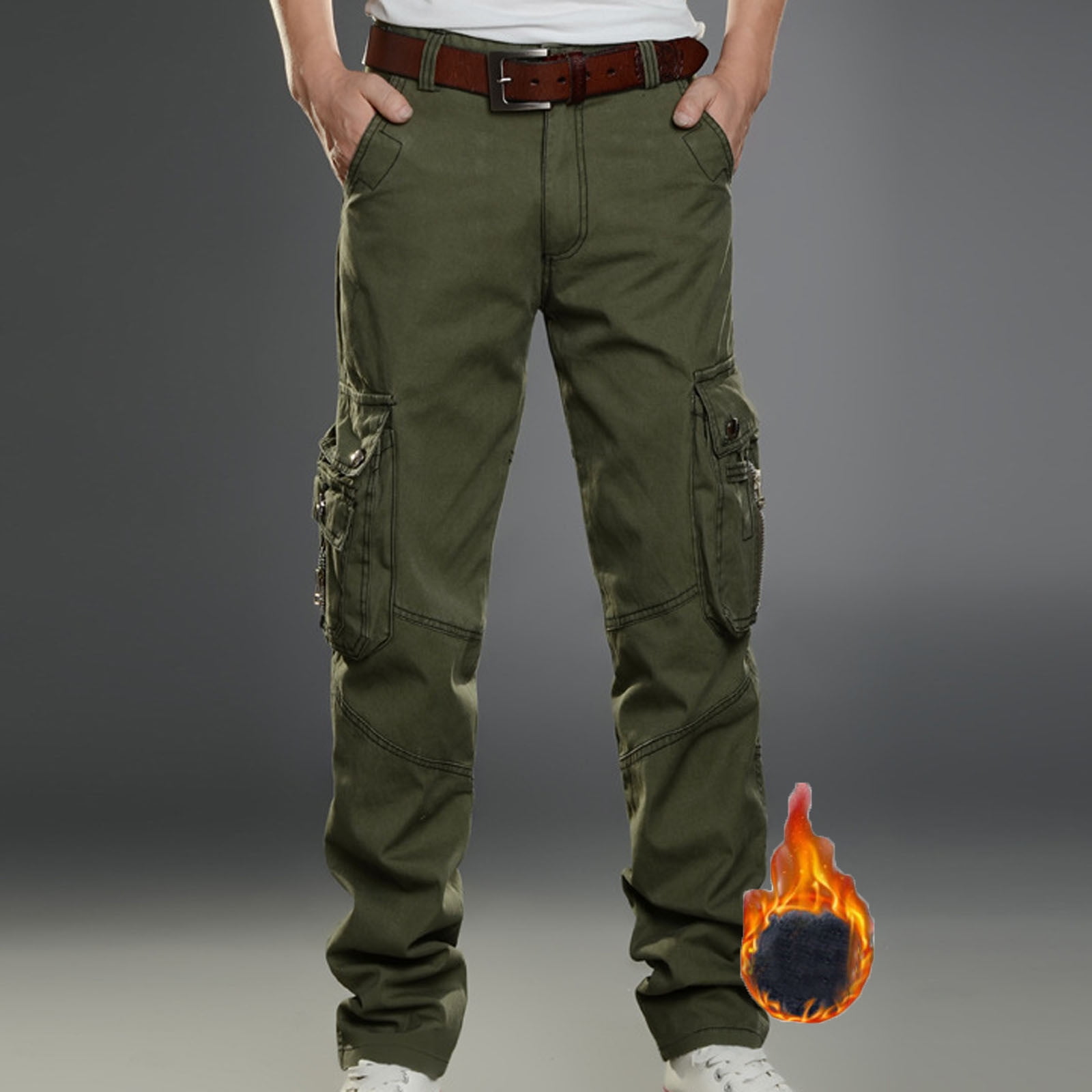 Click here for Ylioge Cotton Cargo Pants For Men Fleece Lined Str... prices