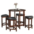 Roundhill Furniture Cylina Solid Wood Glass Top Round Counter Height ...