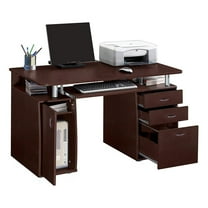 Ktaxon Brown Bedroom PC Desk with Storage Shelves, 3 Drawers and ...