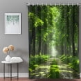 Bathroom Shower Curtain Summer Green Forest Jungle Waterproof Shower ...