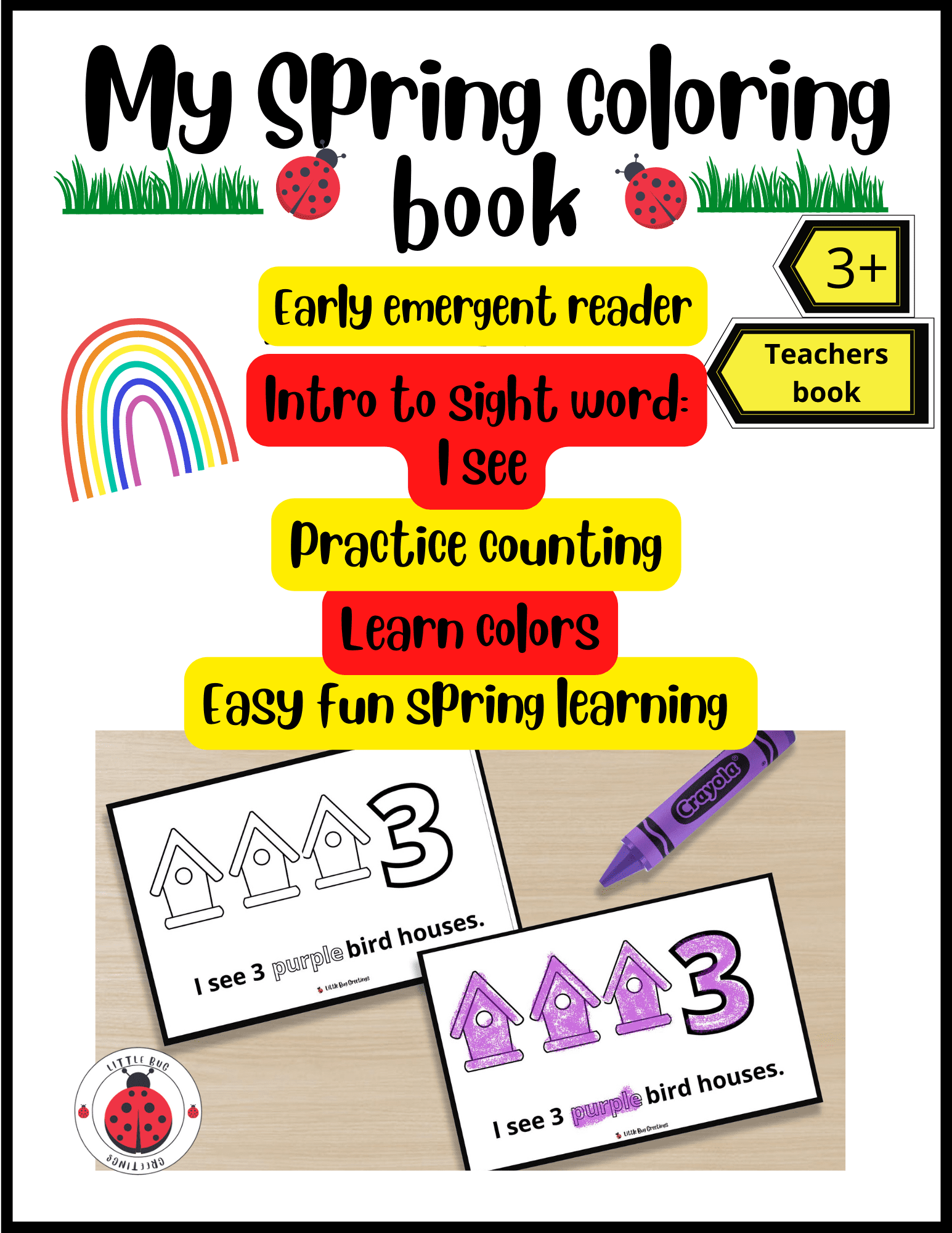 My Spring Coloring Book Early emergent reader intro to sight words ...