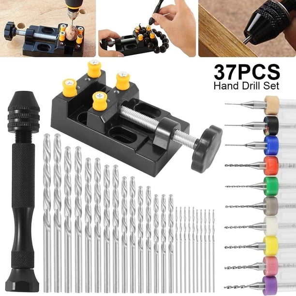 POINTERTECK 37 Pieces Hand Drill Set Include Pin Vise Hand Drill with ...