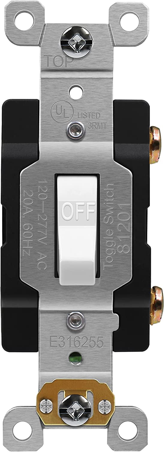 ENERLITES 20 Amp Heavy Duty Toggle Light Switch, Single Pole, 20A 120 ...