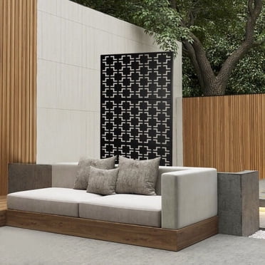MyGift Outdoor Wooden Garden Lattice Privacy Screen, 3-Panel Folding ...