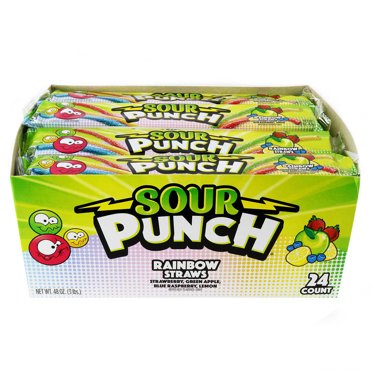 Sour Punch Watermelon Sour Straws, 2oz Tray, (24 Pack) - Walmart.com