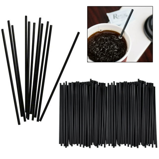 2000 Stirrers Black 5" Drinking Slim Straws Unwrapped Plastic Drink Sip ...