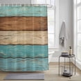 Brown Blue Wood Grain Shower Curtain for Bathroom, Vintage Farmhouse ...