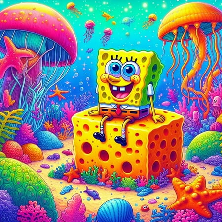 5D DIY American Anime Diamond Painting Kit SpongeBob SquarePants Cross ...