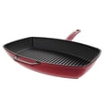 Chasseur 12-inch Red Rectangular French Enameled Cast Iron Grill Pan ...