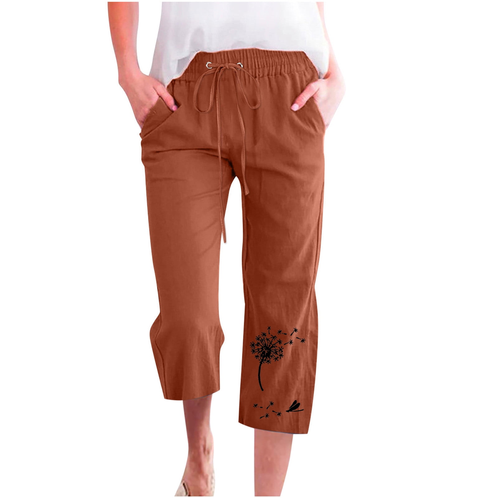 Click here for Lcziwo Women Capri Linen Pants For Summer capri Pa... prices